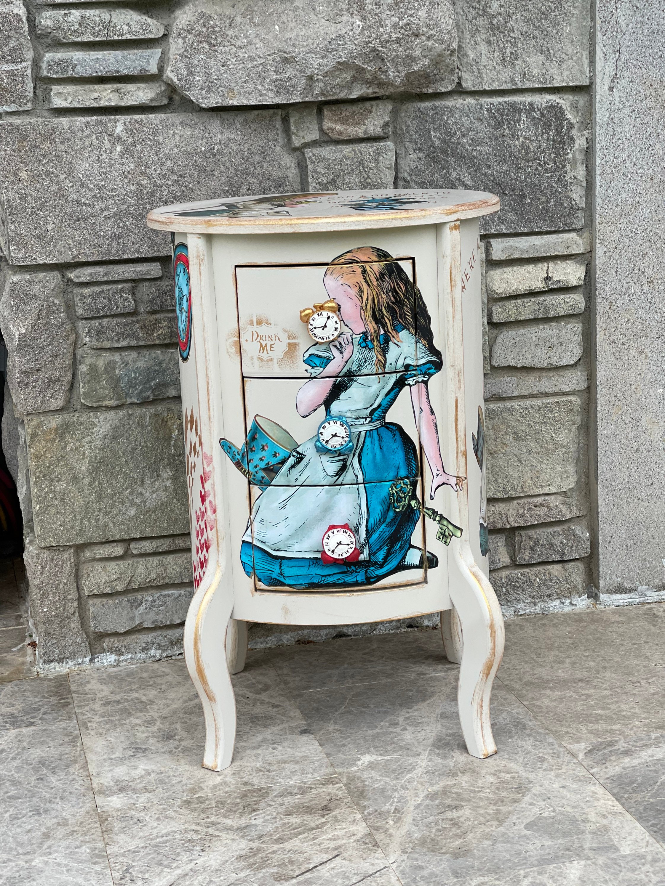 Unique Alice in Wonderland Bedside Table Alice in Wonderland - Etsy UK