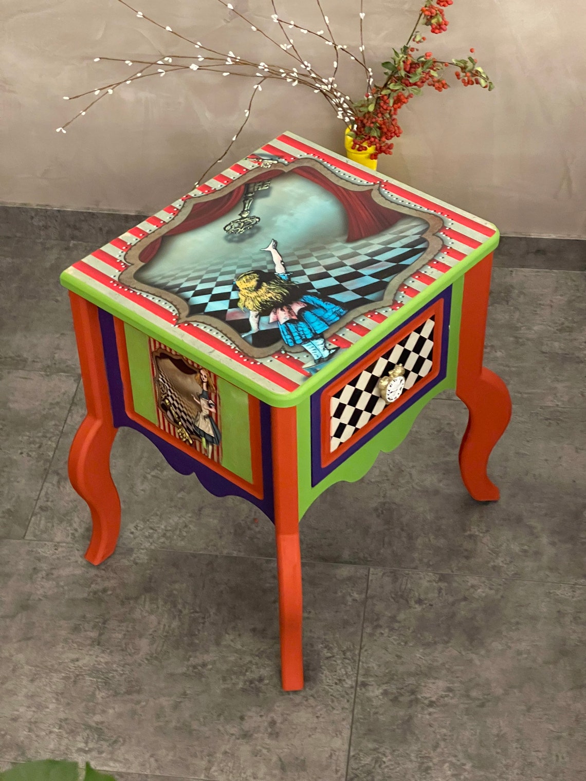 Unique Alice in Wonderland Side Bedside Table Alice in | Etsy
