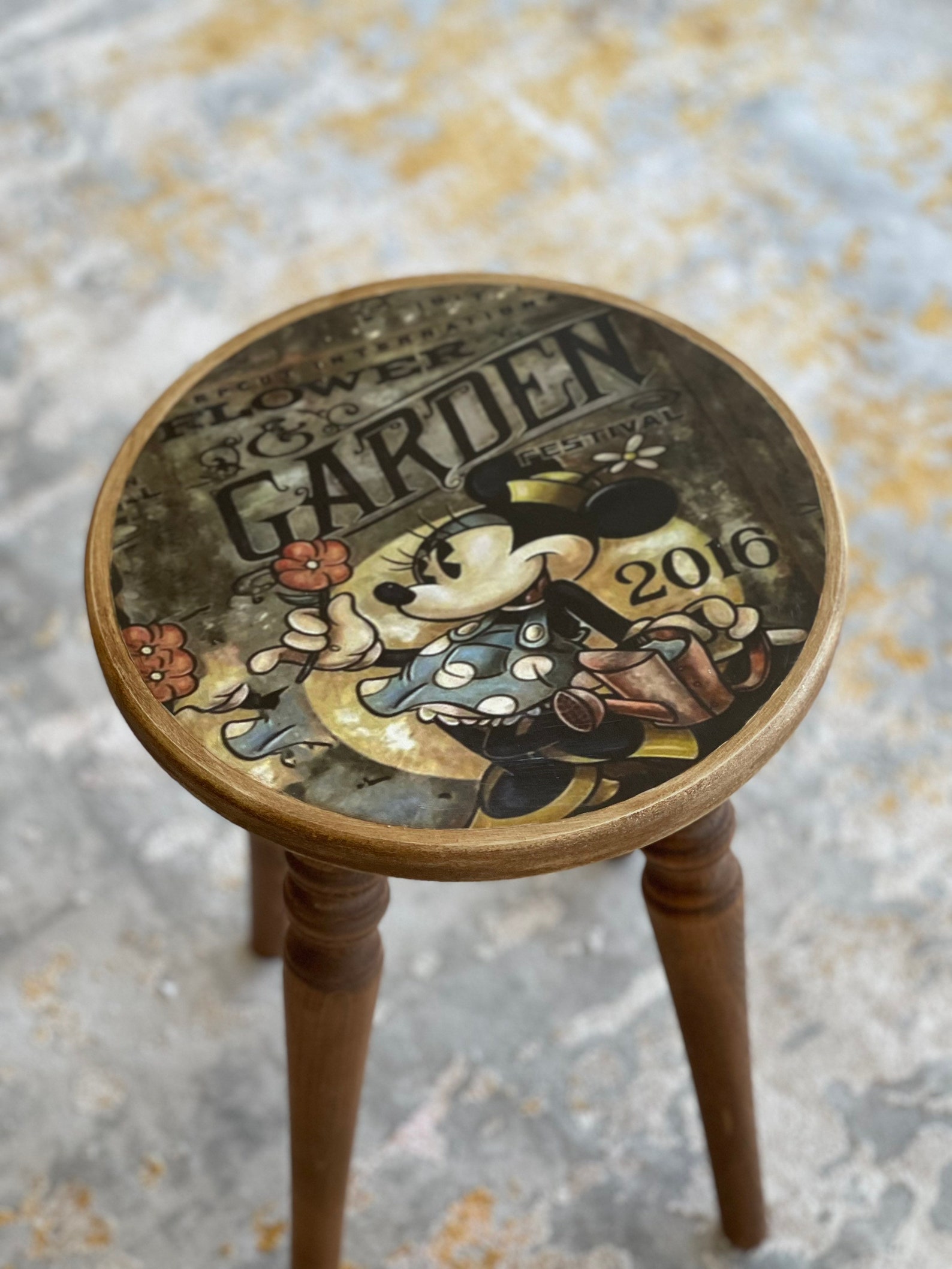 Minnie Mouse Vintage Wooden Stoolminnie Mouse Pouffemickey & | Etsy