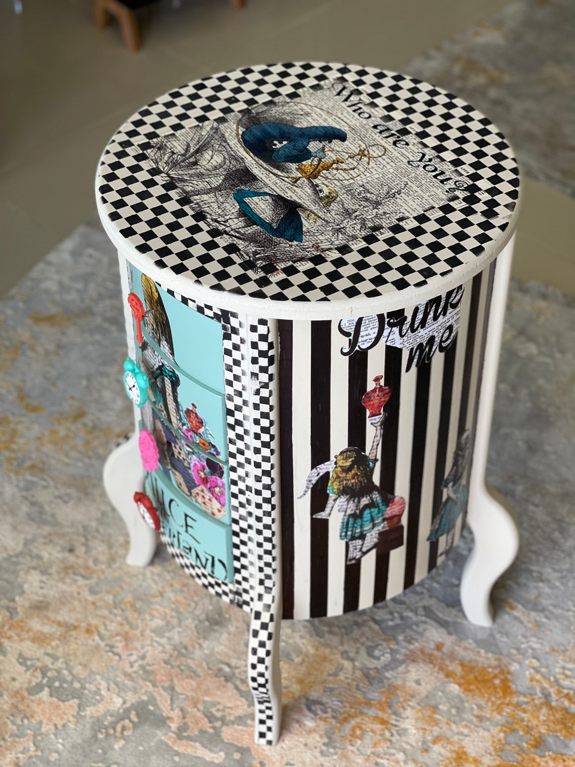 Unique Alice in Wonderland Bedside Table Alice in Wonderland - Etsy