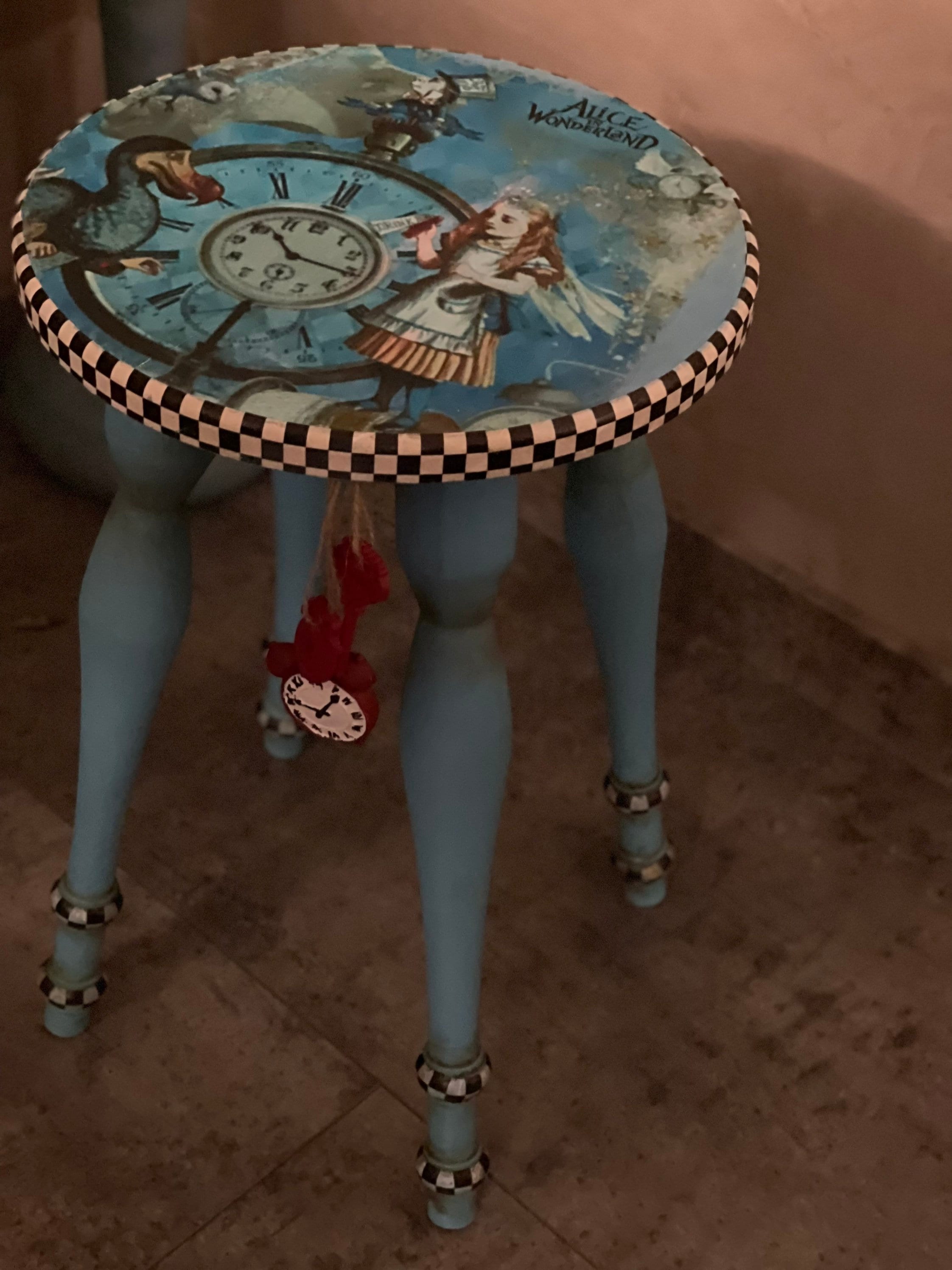 Alice in Wonderland Wooden Stool,alice Pouffe,alice in Wonderland ...