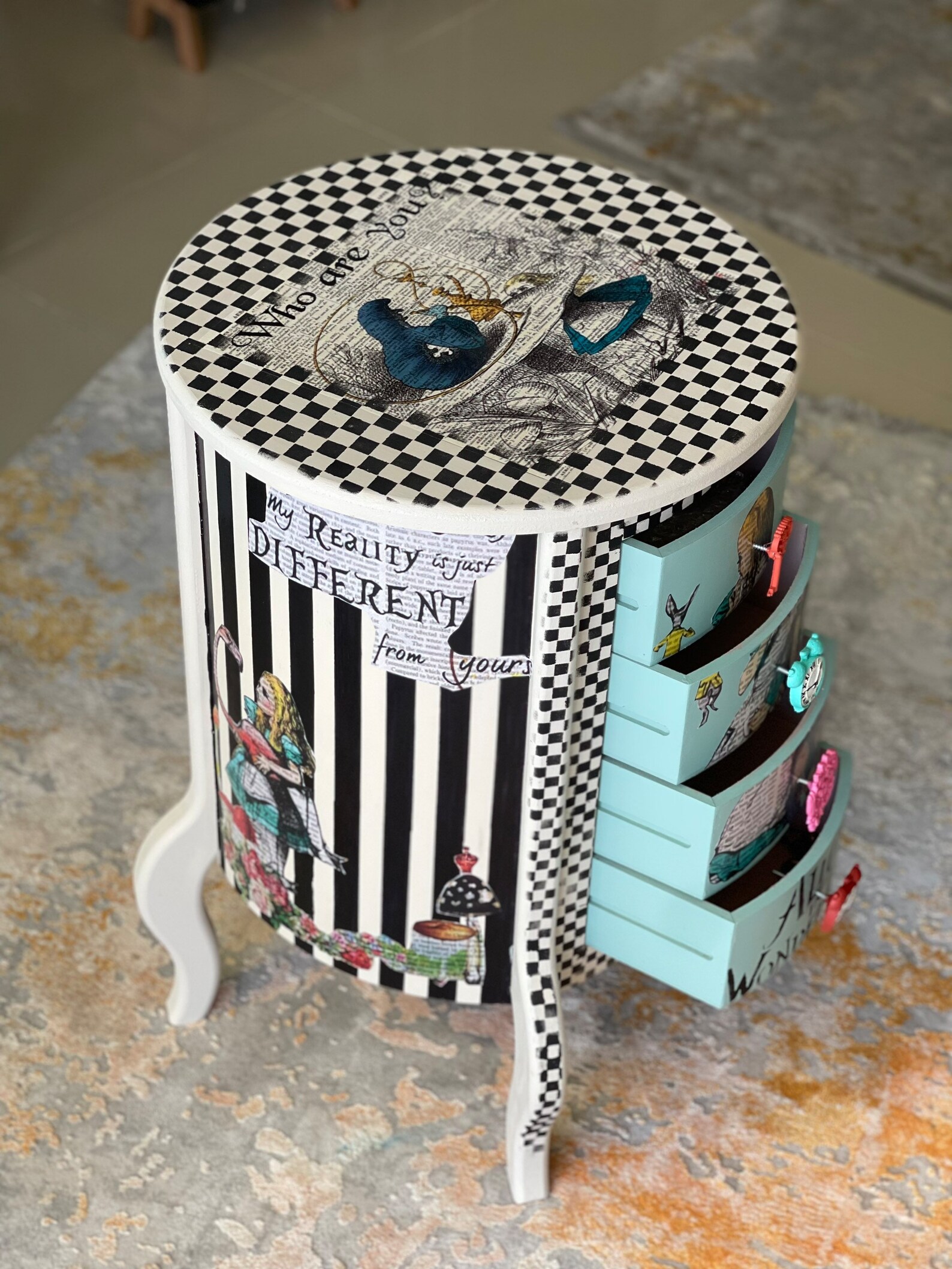 Unique Alice in Wonderland Bedside Table Alice in Wonderland - Etsy