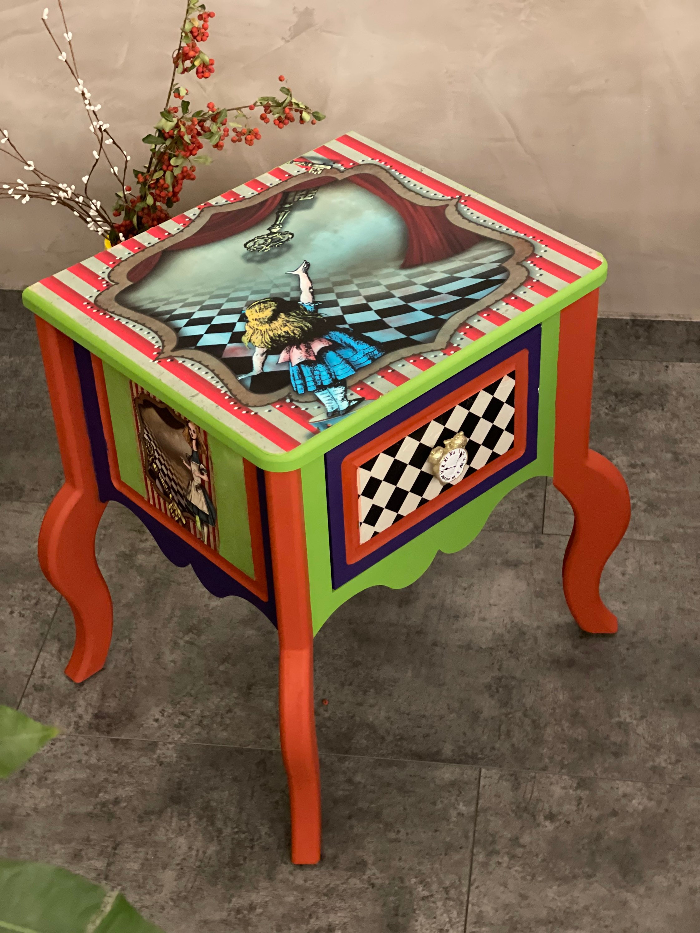 Unique Alice in Wonderland Side Bedside Table Alice in | Etsy