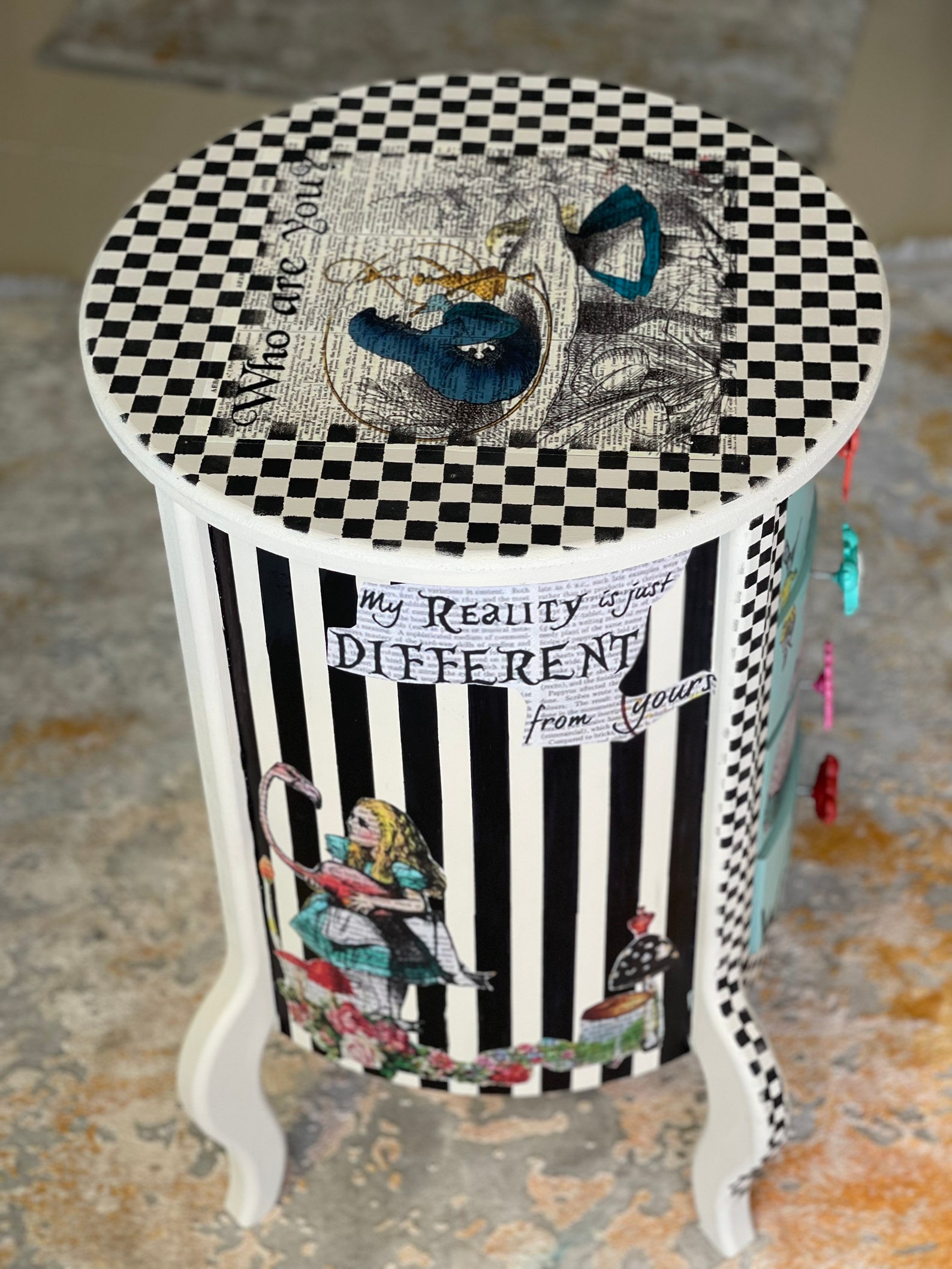 Unique Alice in Wonderland Bedside Table Alice in Wonderland - Etsy