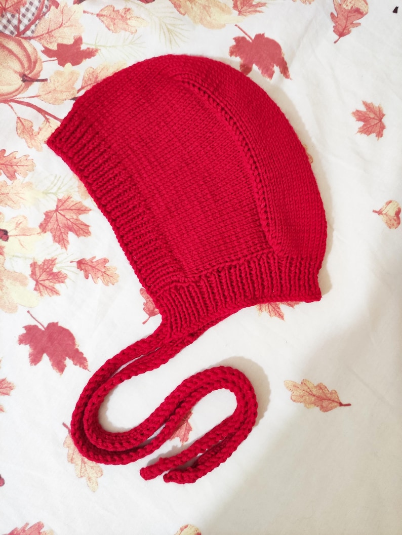 Red Hand-knitted Bonnet, Crochet Bonnet Adult, Cozy Crochet Bonnet ...
