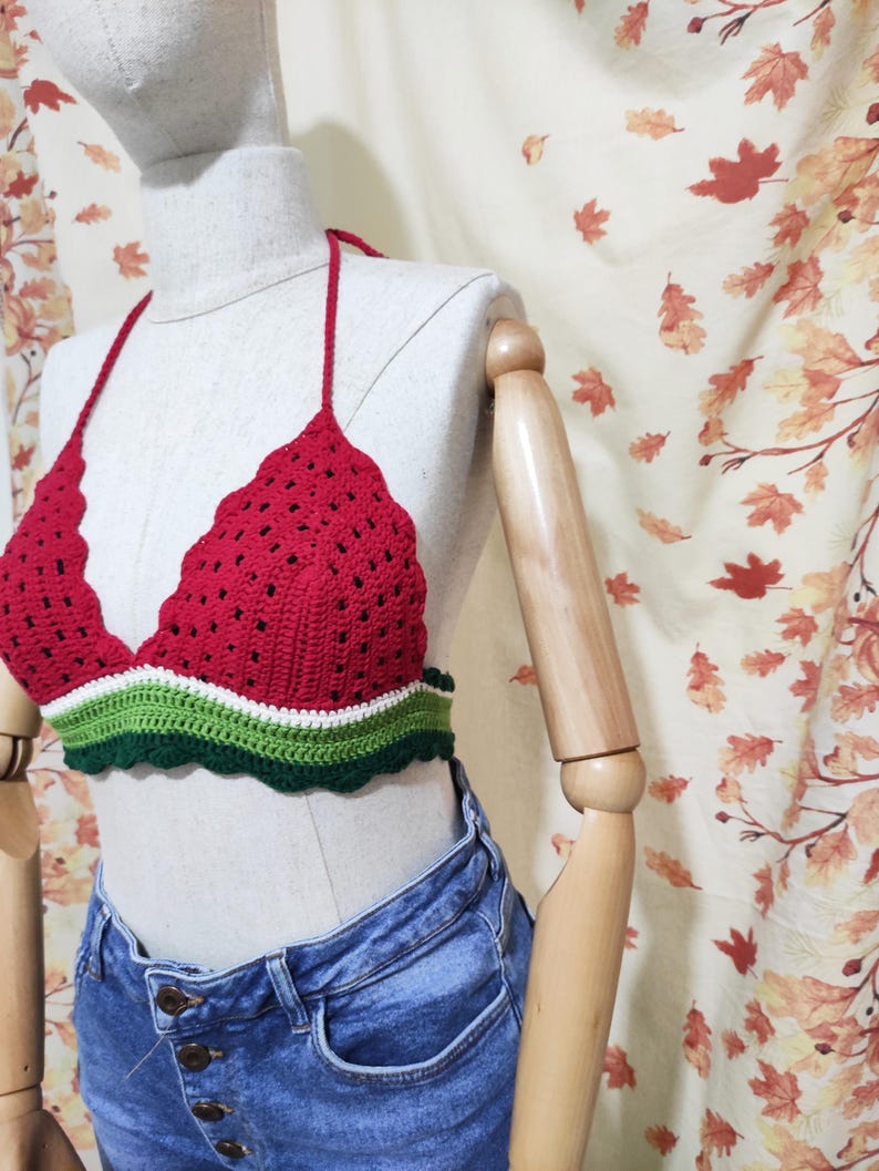 Watermelon Crochet Crop Top, Handmade Crop Top, Crochet Boho Top ...