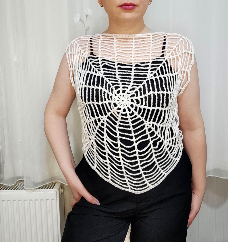 Crochet Spider Web Top, Handmade Spider Crop Top, Spider Fairy Core Top ...