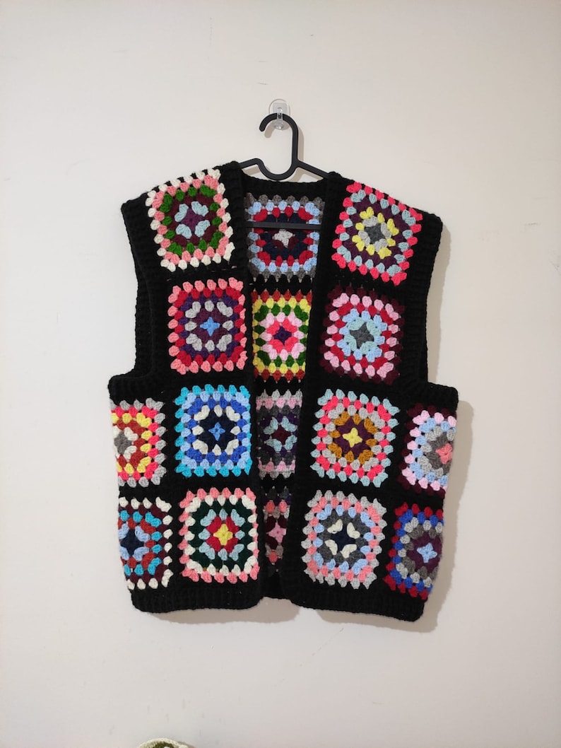 Granny Square Crochet Vest: Handmade Sleeveless Acrylic Top - Etsy