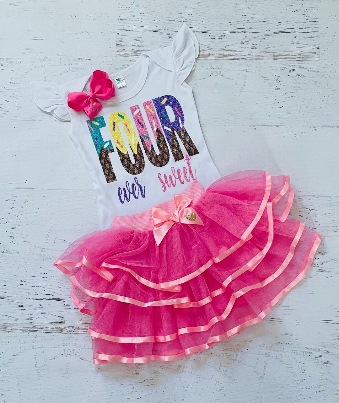GIRLS BIRTHDAY CLOTHING, 4th Birthday Tank, Ice Cream Birthday, Girls ...