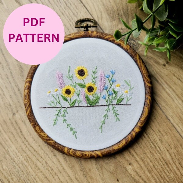 Sunflower Embroidery Pattern - Etsy