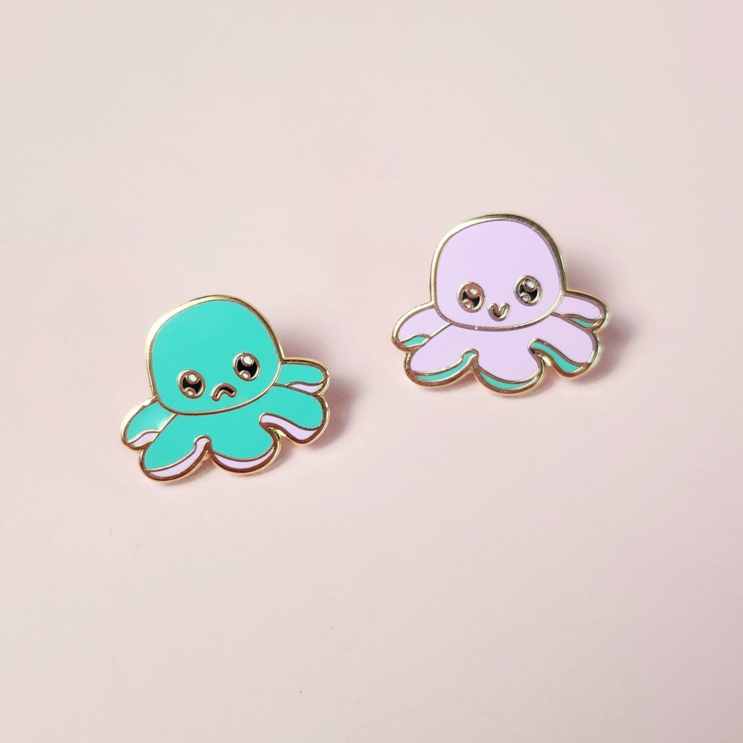 Mood Octopus Plushie Mini Enamel Pin Set Hand Designed, Enamel Pins ...