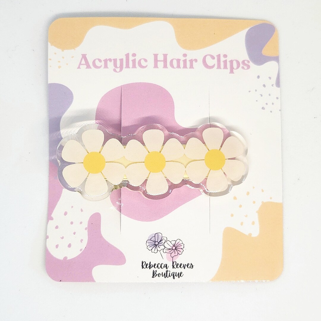 Daisy Trio Acrylic Hair Clip, Floral, Hair Accessories, Daisies ...