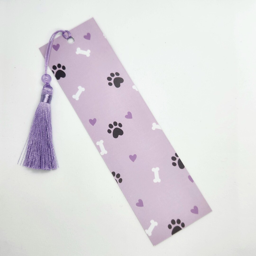 Purple Paws Hand Drawn Design Bookmark With Purple Tassels, Books ...