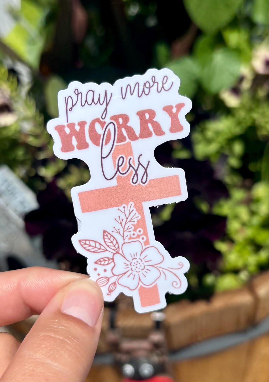 Pray More Worry Less Cross Sticker | Peel and Stick | Christian Sticker ...