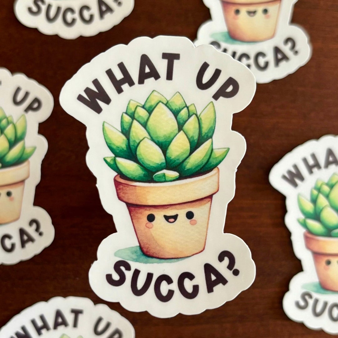 What up Succa Sticker | Plant Sticker | Punny Sticker | Pun - Etsy