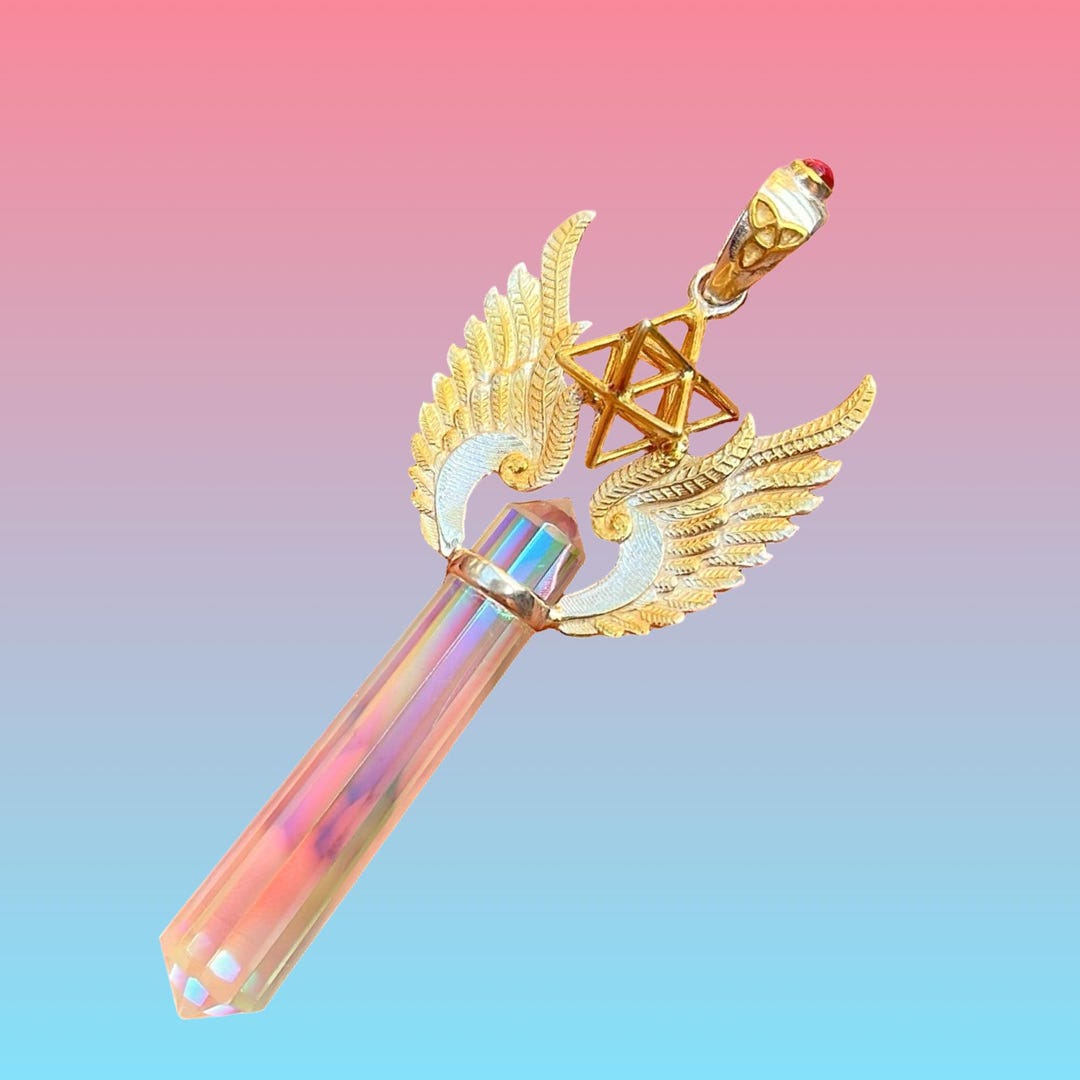 Metatron’s Wings Pendant – Angel Aura Quartz - Etsy