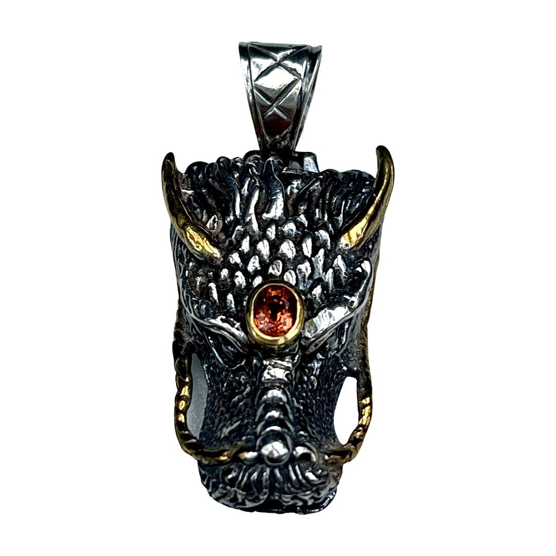 Garnet Dragon Head Pendant - Etsy