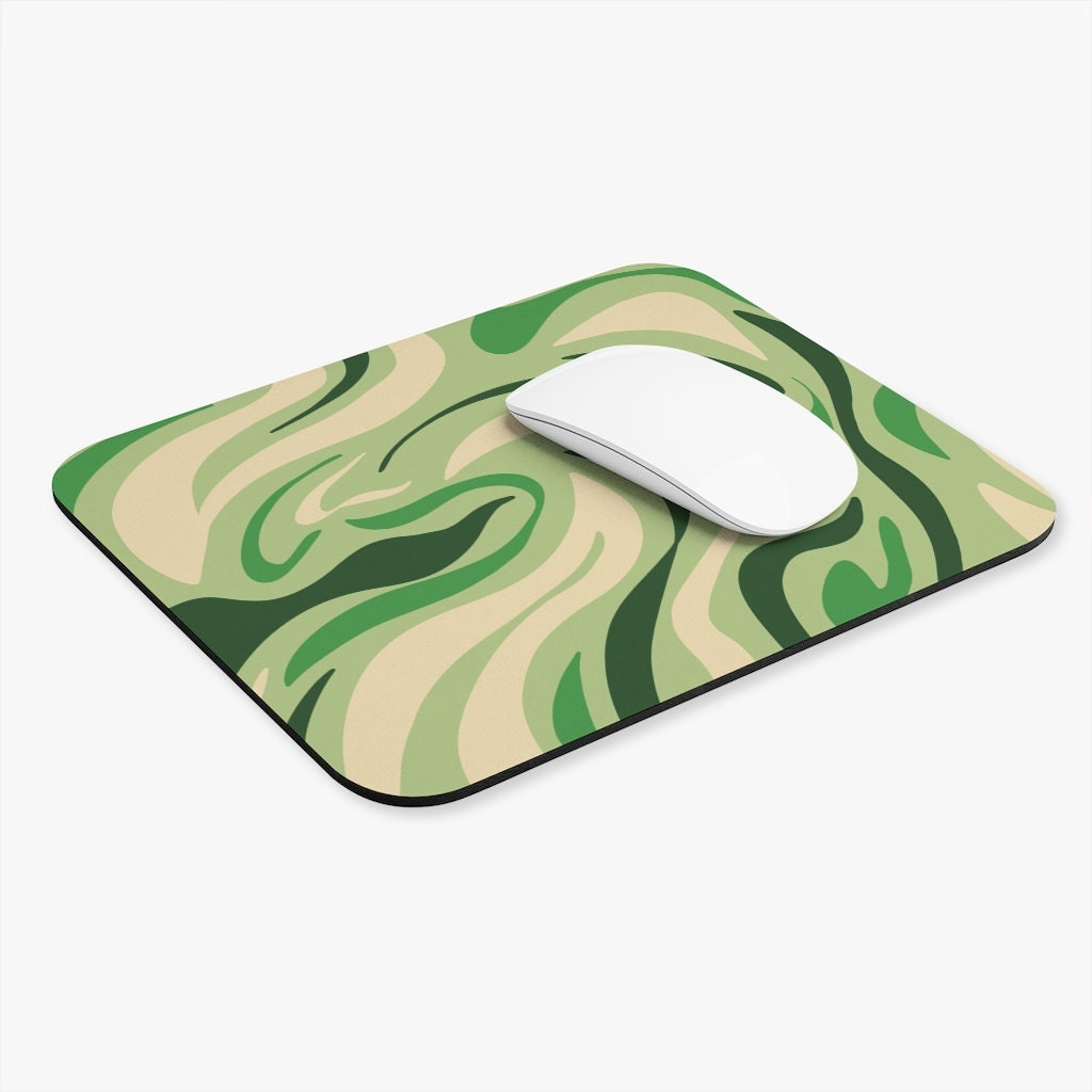 Green Retro Swirl Mouse Pad Trendy Stripes Mouse Pad Wavy - Etsy
