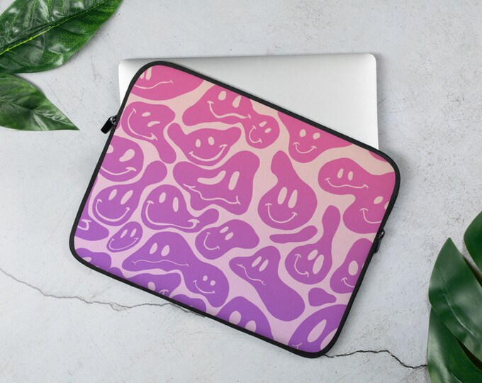 Smiley Face Laptop Sleeve, Melting Dripping Smiley Face MacBook Air 13 ...