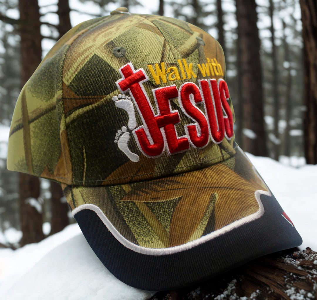 Walk With Jesus Hat – Camo Christian Baseball Cap – Embroidered Faith ...