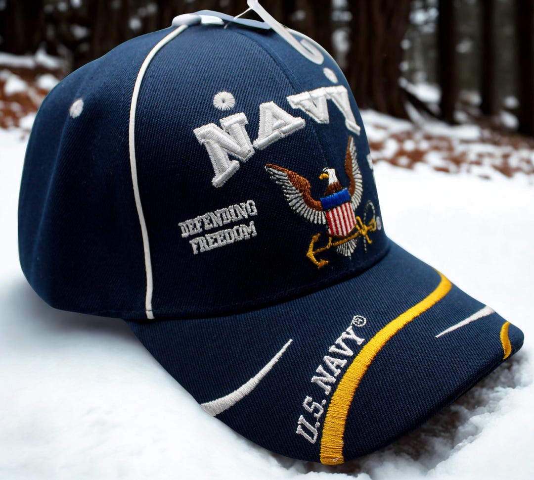 US Navy Baseball Cap – Embroidered Big Navy Eagle Hat – Navy Seal ...