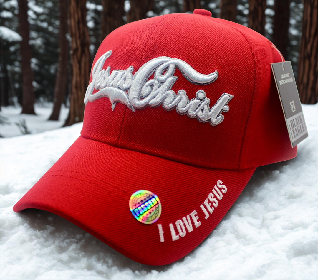 Jesus Christ Hat – Red Christian Baseball Cap – Embroidered Jesus ...