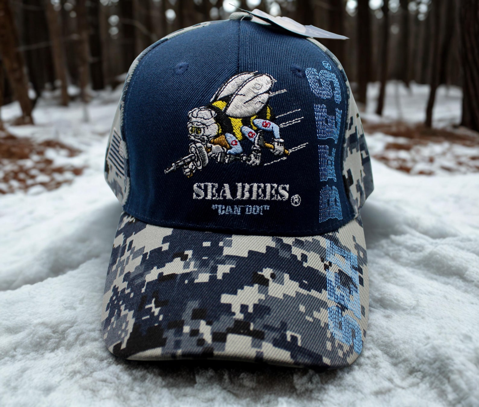 U.S Navy Seabees Blue Camo Hat. Seabees Veteran Cap. Seabees Gift. Navy ...