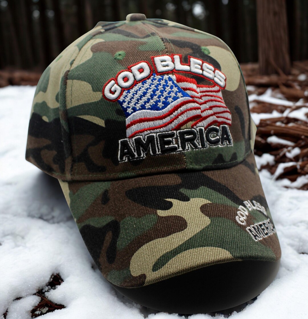 God Bless America Hat. USA Hat – Adjustable Patriotic Camo Cap With ...