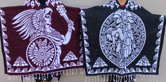 Aztec With Mallet Calendar and Aztec Poncho Gaban Mexican - Etsy