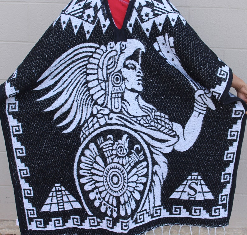 Aztec With Mallet Calendar and Aztec Poncho Gaban Mexican - Etsy