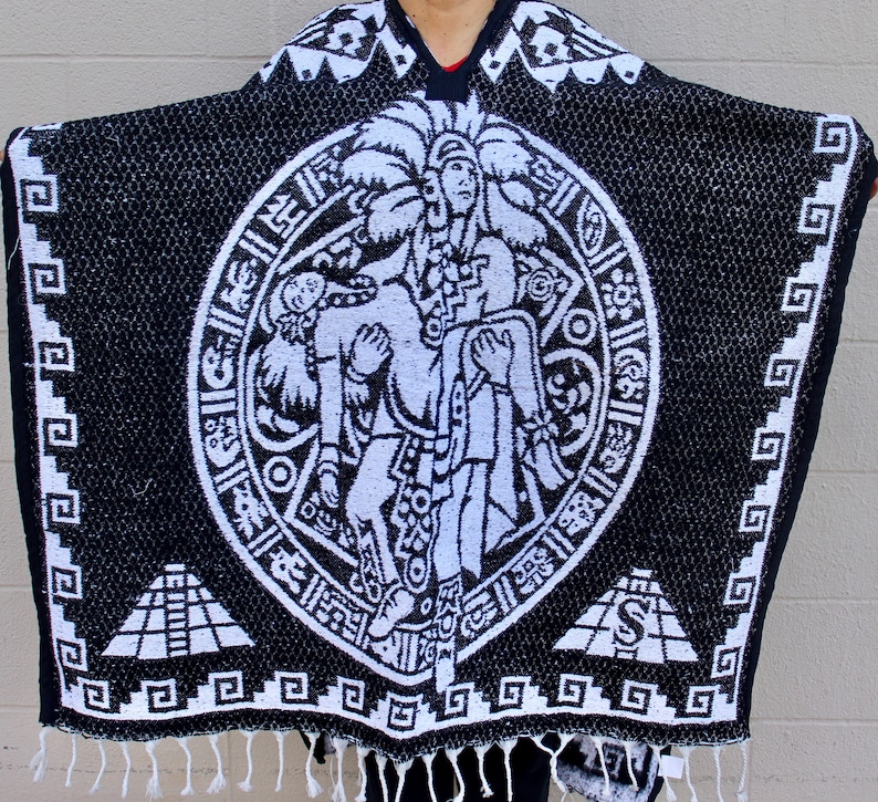 Aztec With Mallet Calendar and Aztec Poncho Gaban Mexican - Etsy