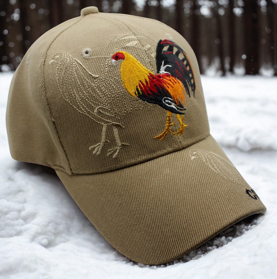 Rooster Baseball Hat – Embroidered Farm Style Cap. Brown Rooster Cap ...