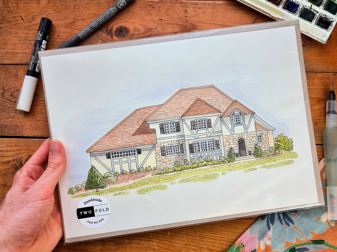 Personalized Hand Drawn Watercolor House Painting From Photo, Custom ...