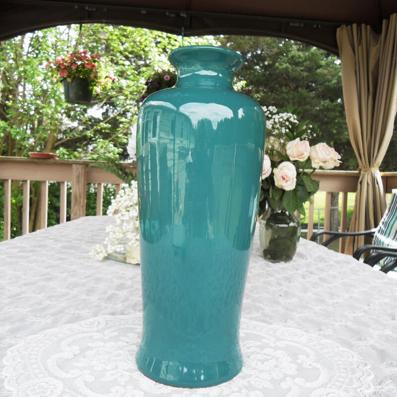 Teal Flower Vase - Etsy
