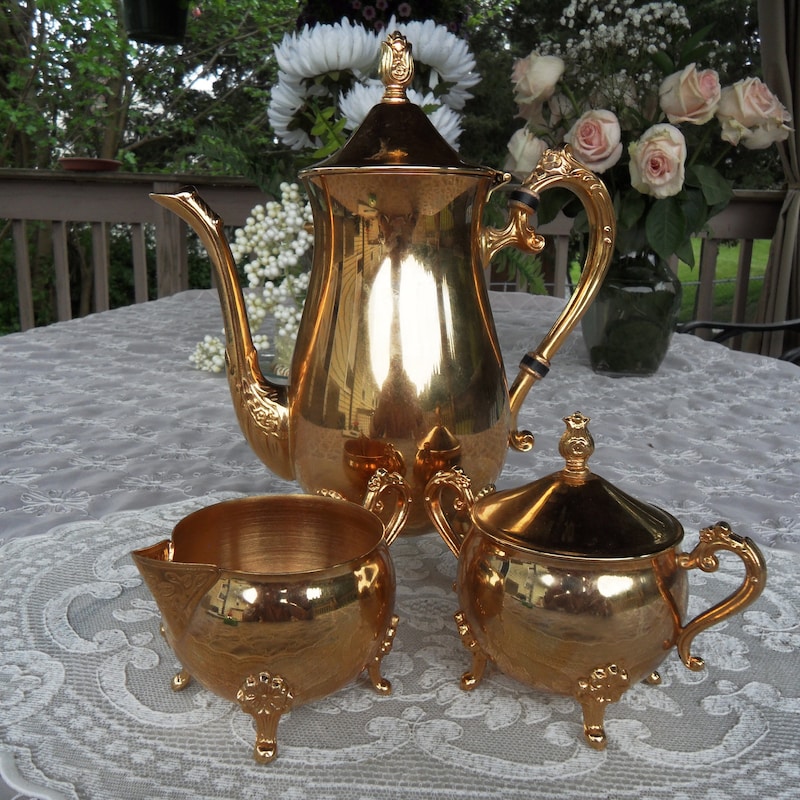 Gold Plated Tea Set - Etsy