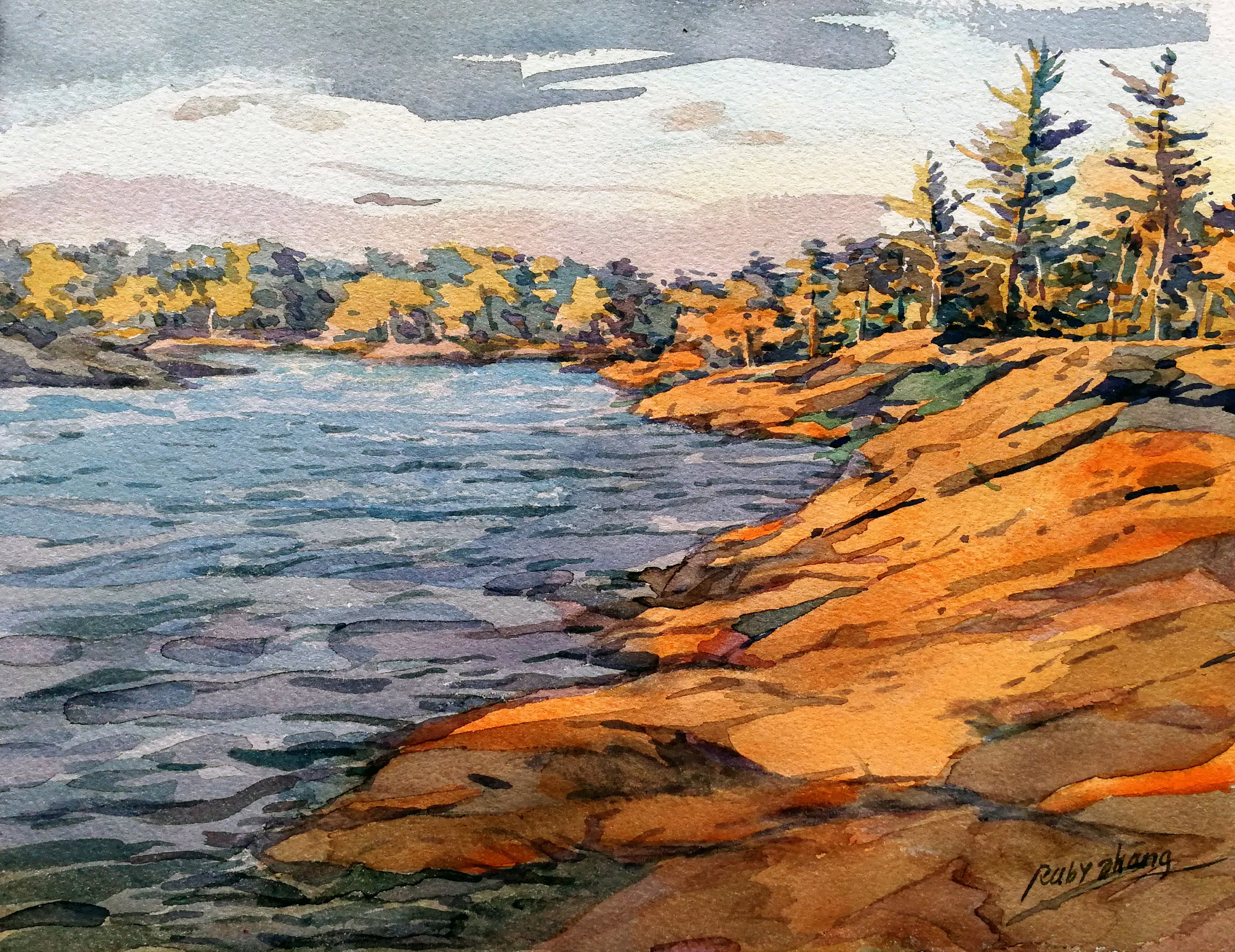 Painting Art & Collectibles Watercolor Georgian Bay Original watercolor ...