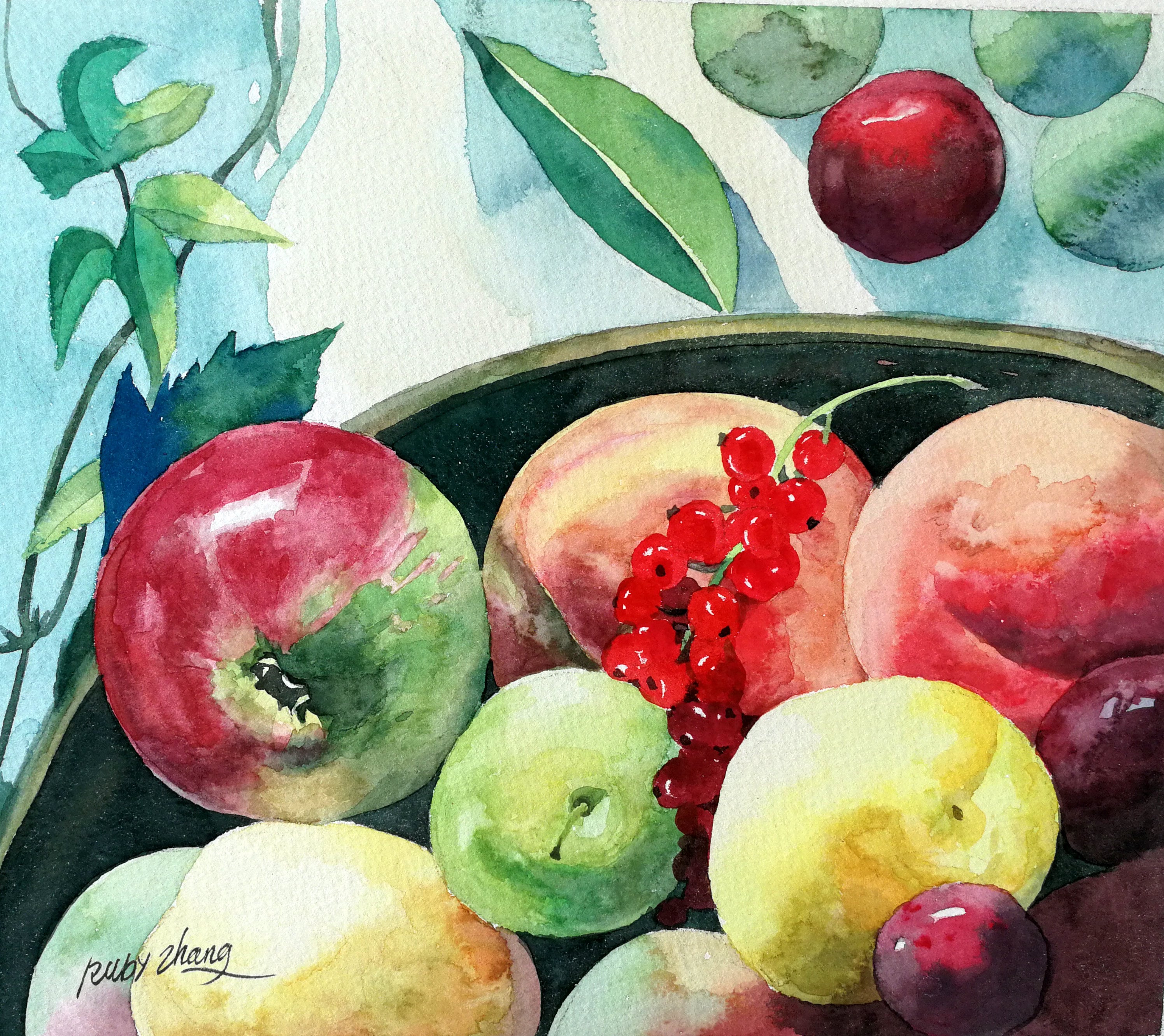 Frutas Pintura de acuarela original 9 x 10 - Etsy España