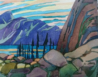 Canadian Landscape Georgian Bay Lake Huron Canada Original Watercolor 7 ...