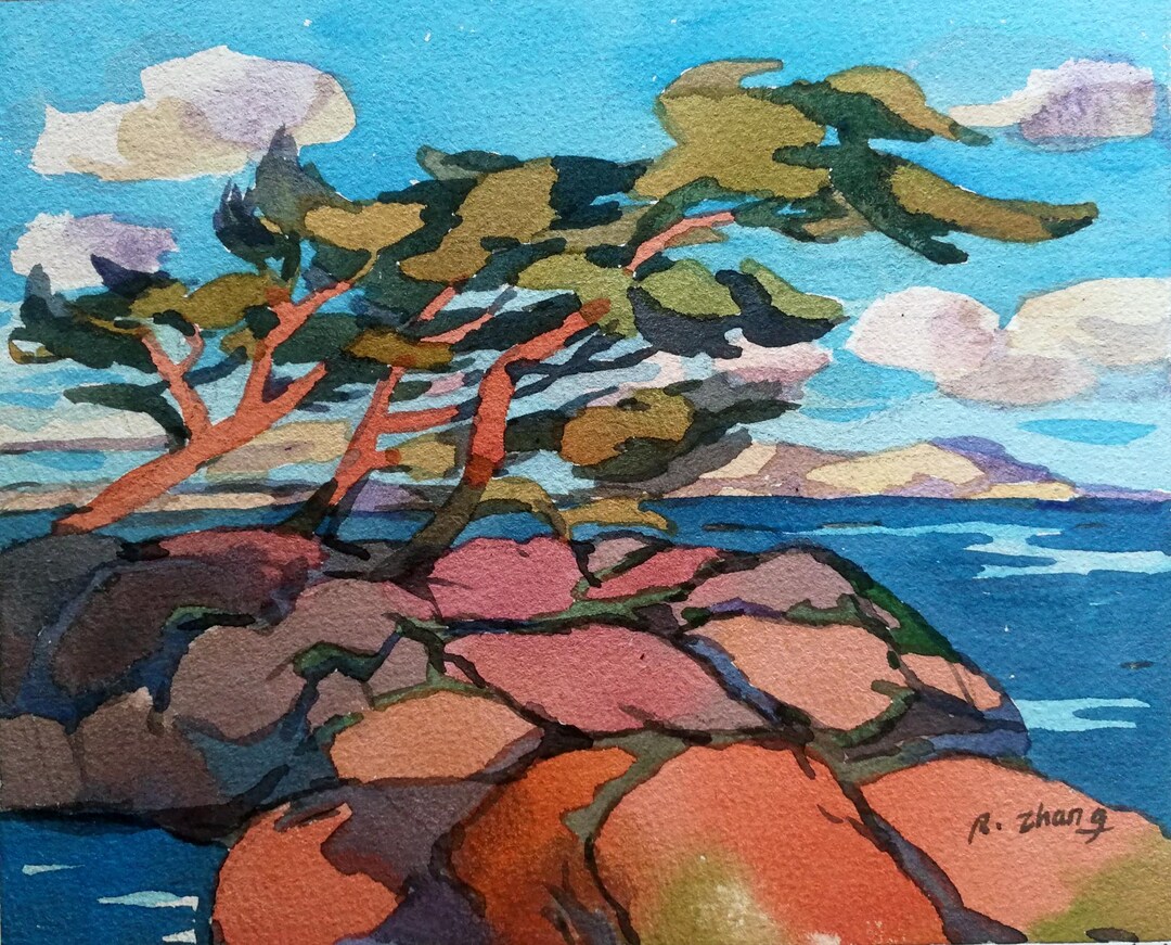 Canadian Landscape Georgian Bay Lake Huron Canada Original Watercolor 7 ...