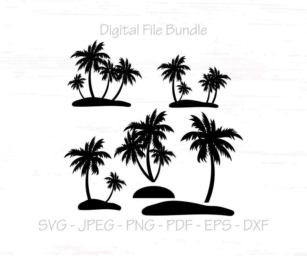 Palm Tree Svg, Palm Tree Bundle, Palm Tree Silhouette, Digital File ...