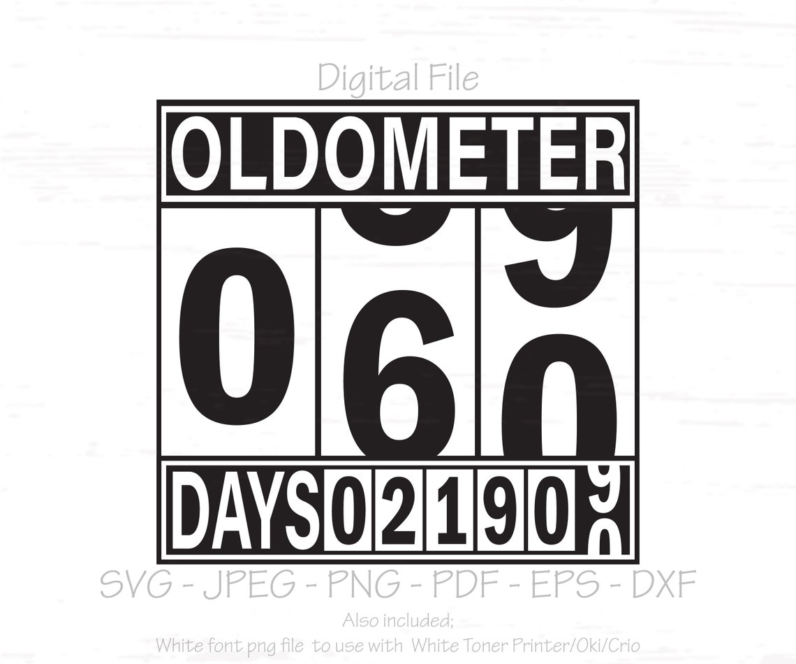 Oldometer Svg, 60th Birthday Svg, Digital File, Instant Download ...