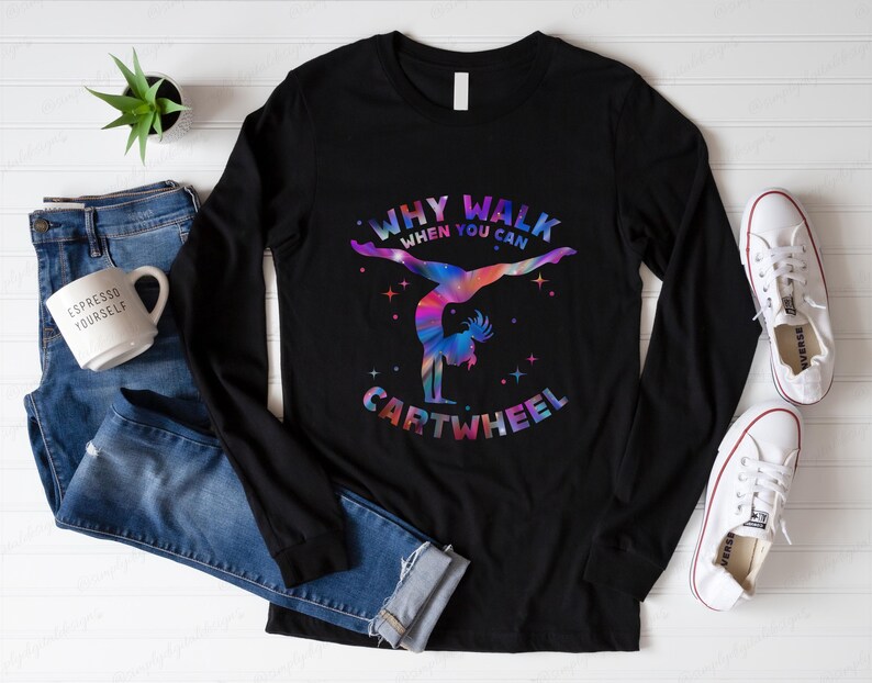 Why Walk When You Can Cartwheel PNG – Colorful Gymnast Silhouette for ...