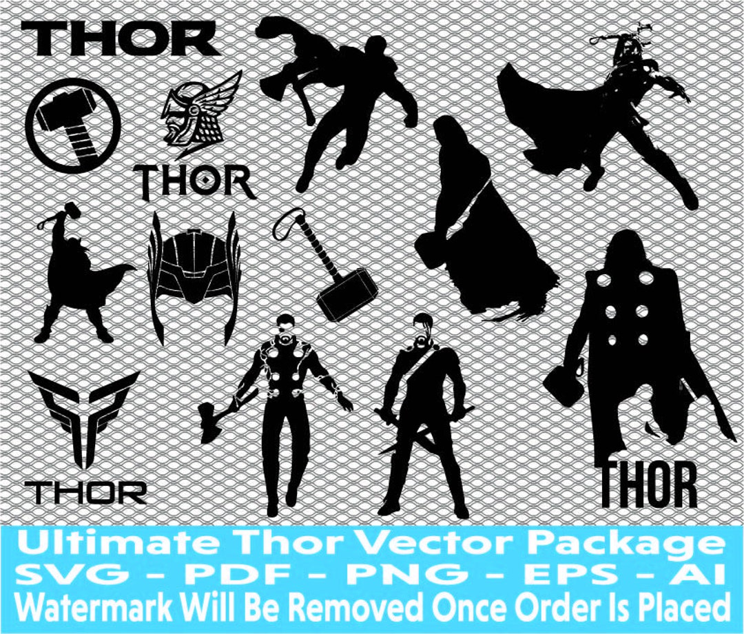 Marvel Thor Vectors Silhouettes, Svg, Eps, Png, Pdf, Ai, for Sticker ...