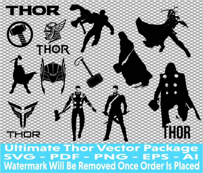 Marvel Thor Vectors Silhouettes, Svg, Eps, Png, Pdf, Ai, for Sticker ...