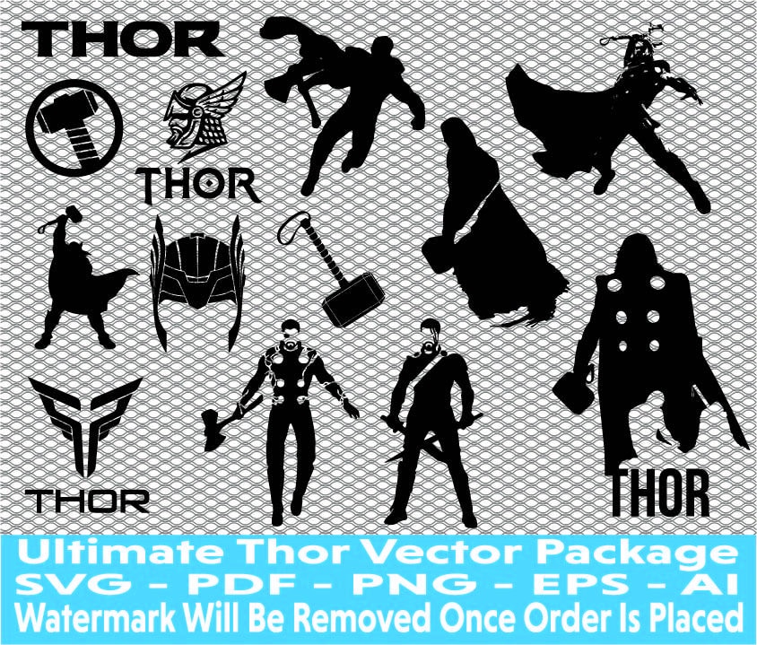 Marvel Thor Vectors Silhouettes, Svg, Eps, Png, Pdf, Ai, for Sticker ...