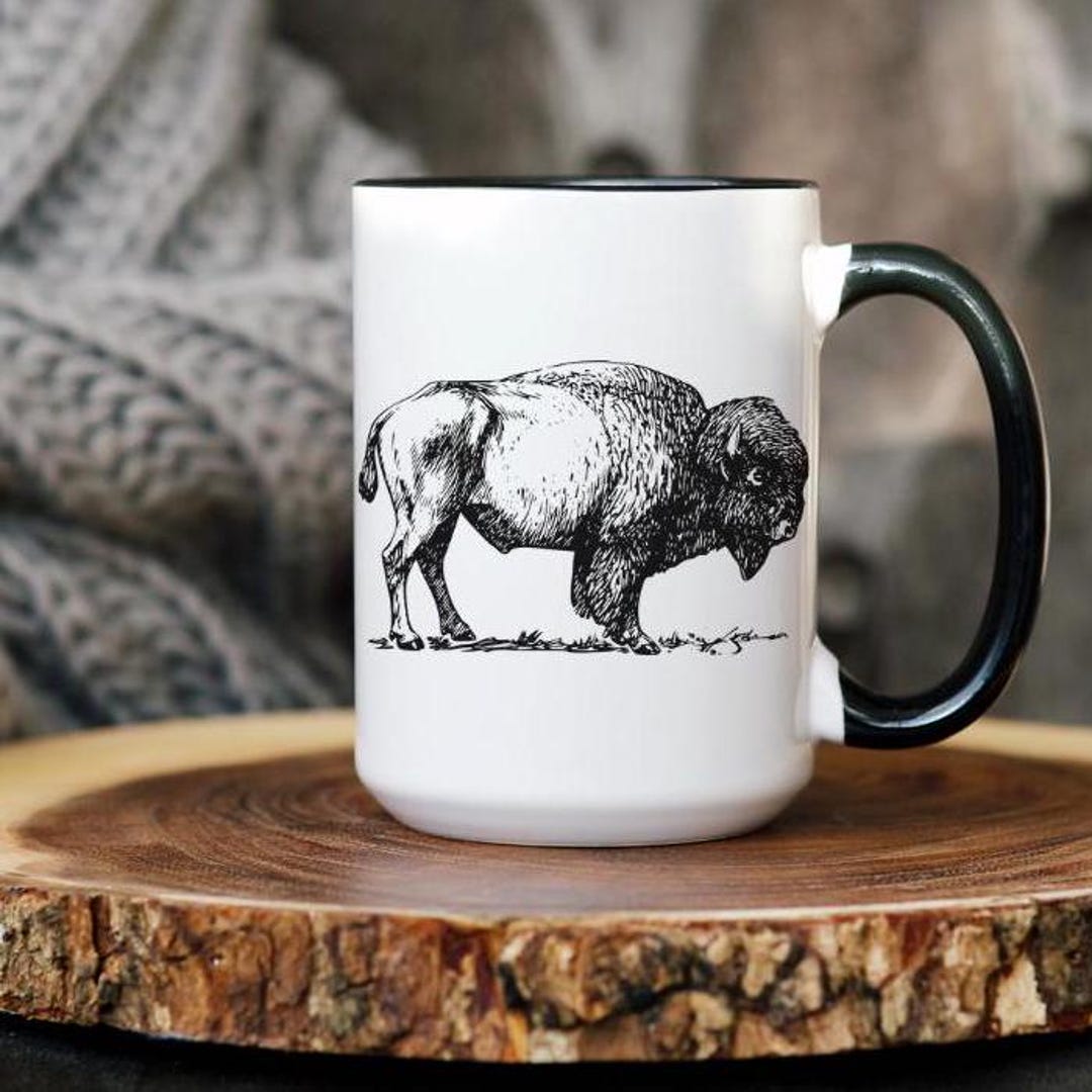 Buffalo Coffee Mug, Old Western American Buffalo, Bison Coffee Mug ...