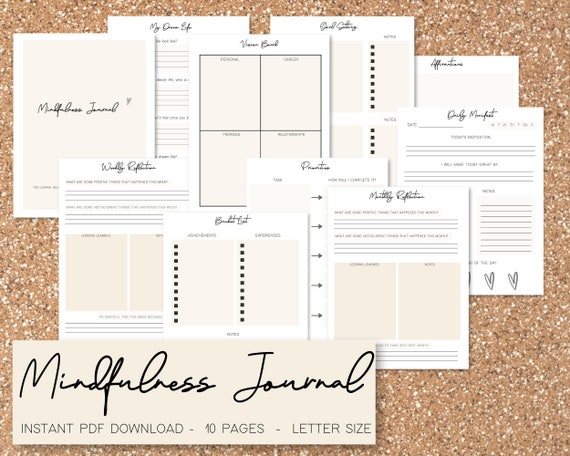 Mindfulness Journal Printable PDF Minimalist Daily - Etsy