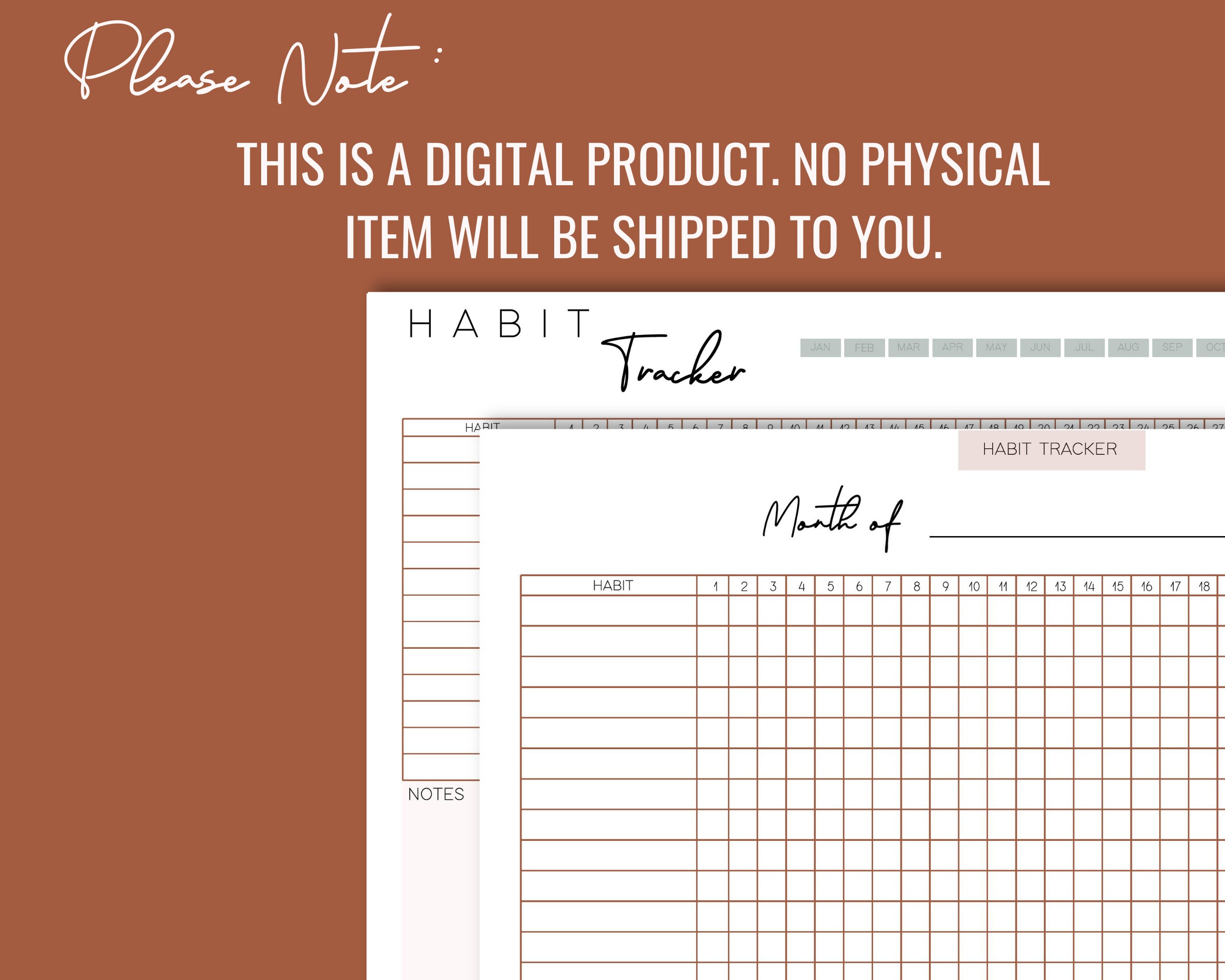 Habit Tracker Planner Printable Letter Size Habit Checklist Monthly ...