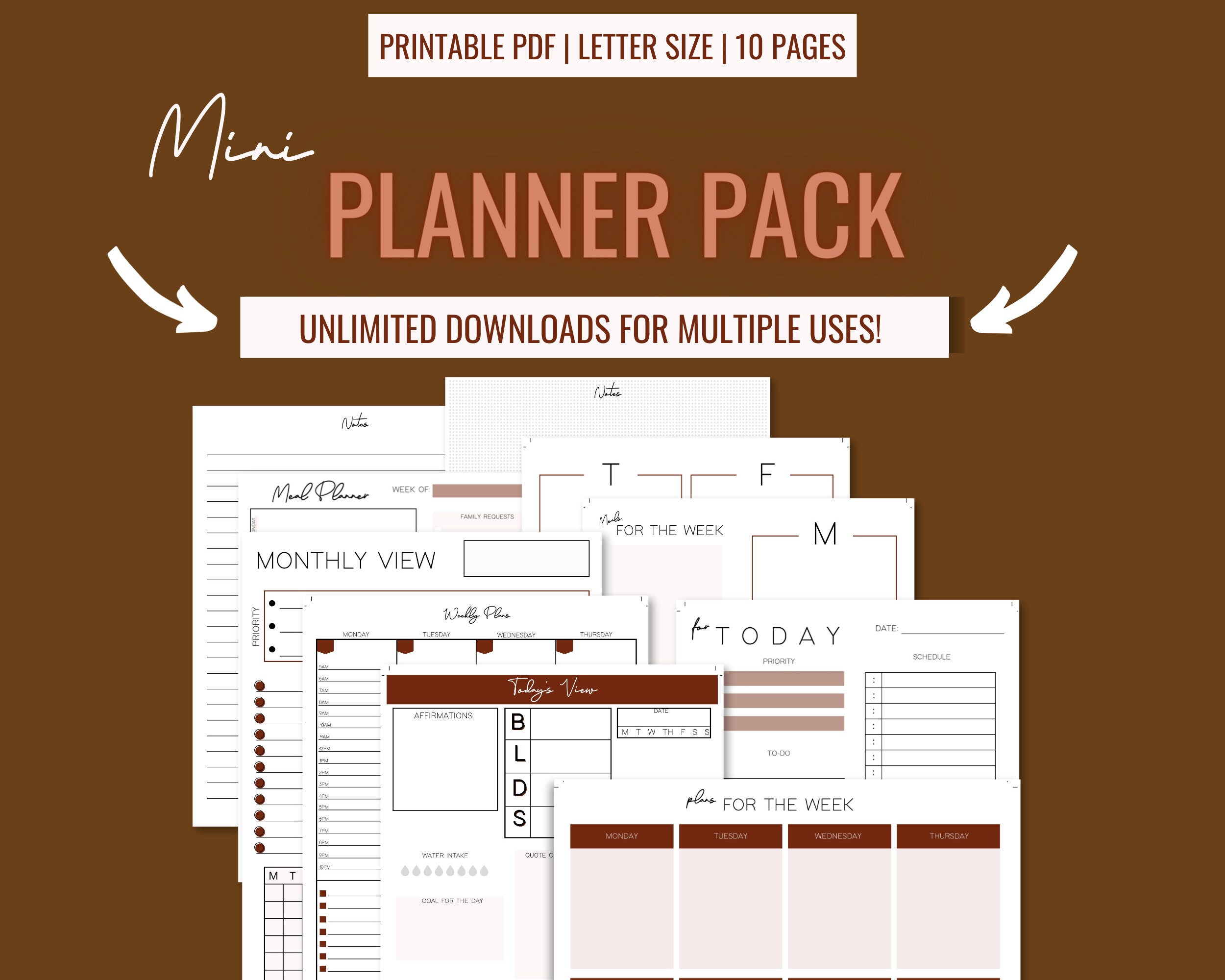 Mini Planner Pack | Printable Planner | Daily Weekly Monthly | Habit ...