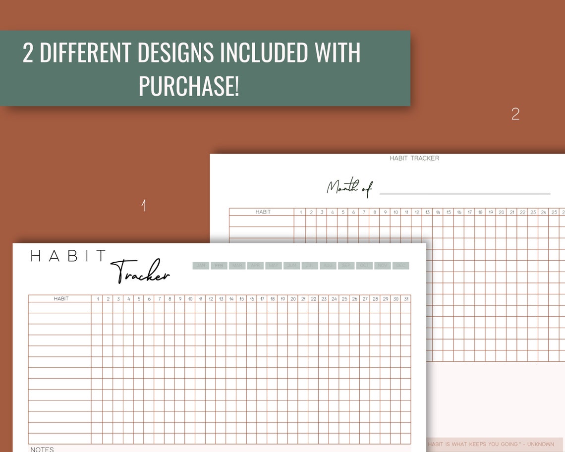 Habit Tracker Planner Printable Letter Size Habit Checklist Monthly ...